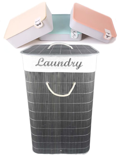 Set cesto ropa para ropa Good & Good de bambú 1